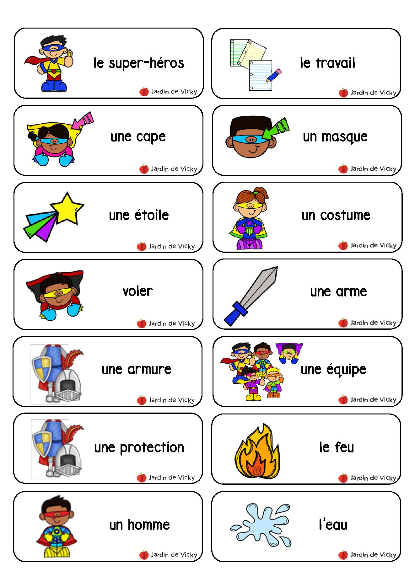 Petites étiquettes - Supers-héros | Jardin de Vicky