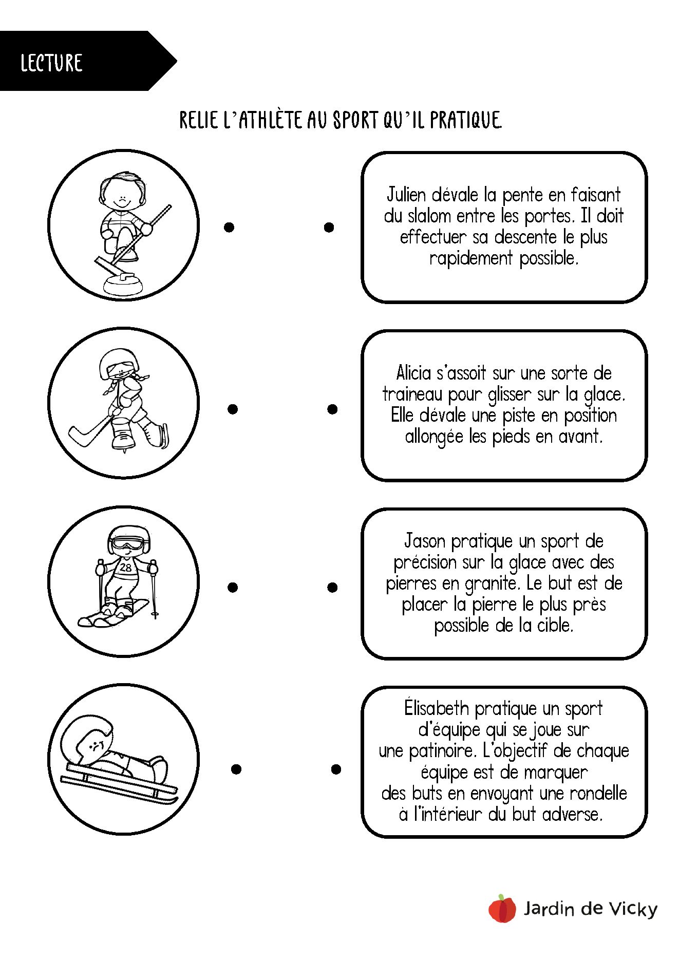 Les Jeux Olympiques d'hiver - Cahier d'activités | Jardin de Vicky