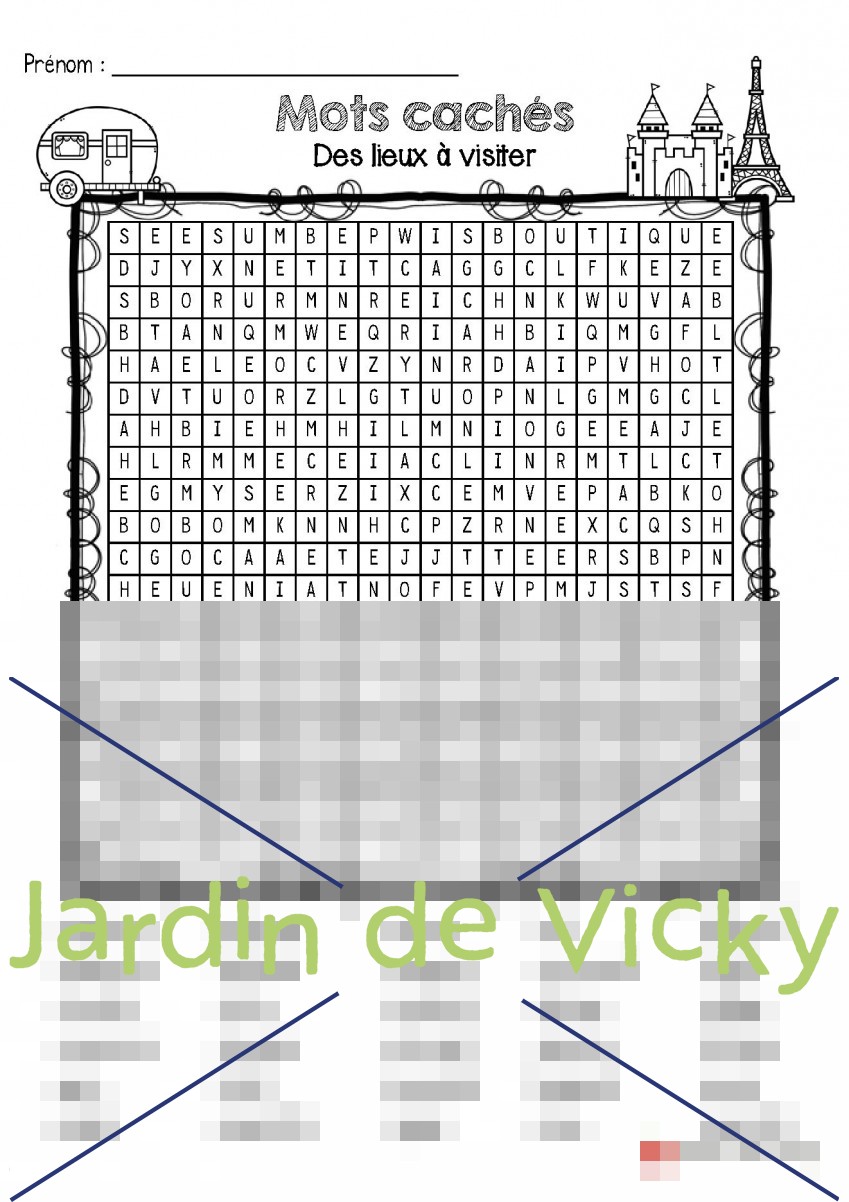 Cahier de mots cachés - 5e année | Jardin de Vicky