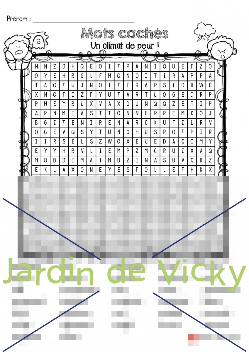 Cahier de mots cachés - 5e année | Jardin de Vicky