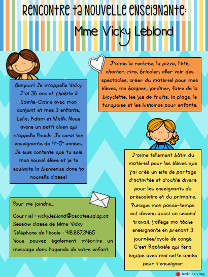Rencontre ton nouvel enseignant | Jardin de Vicky