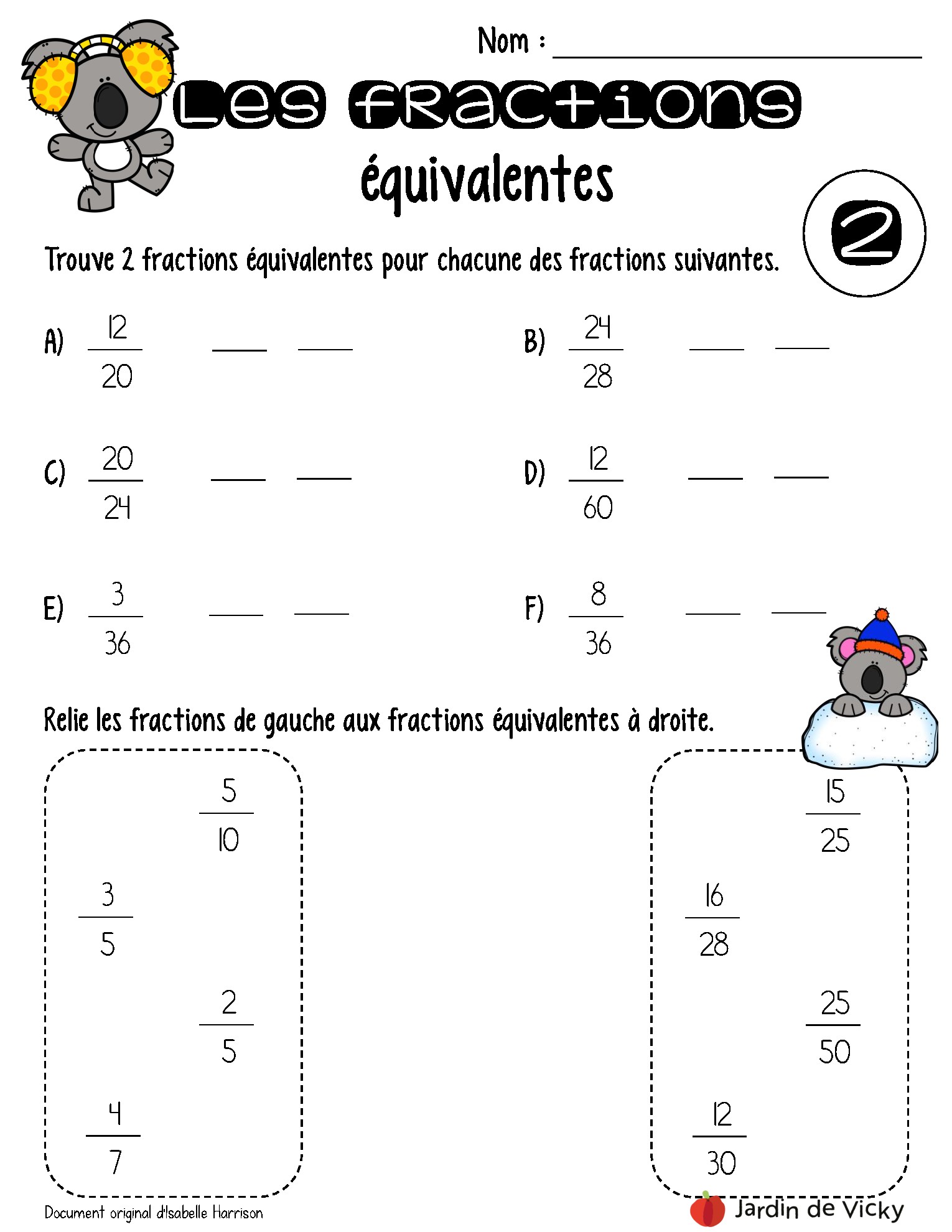 Les Fractions quivalentes Jardin De Vicky